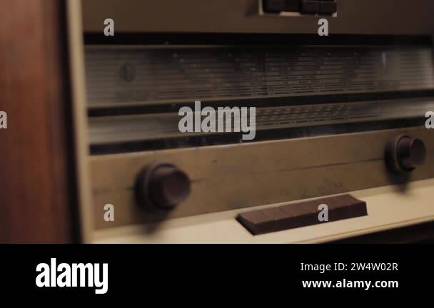 Vintage Radio AM and FM Frequency Device From 1970s Spinning Close Up ...