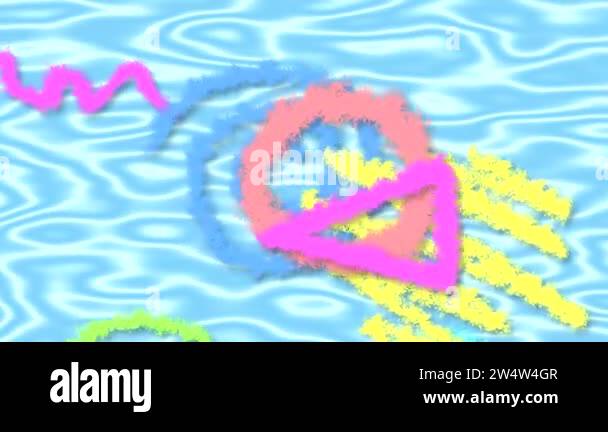 Abstract looped cartoon from multicolored drawings with lines, spirals ...