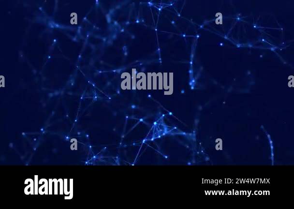 Abstract digital connection moving dots and lines. Technology background. Network connection ...