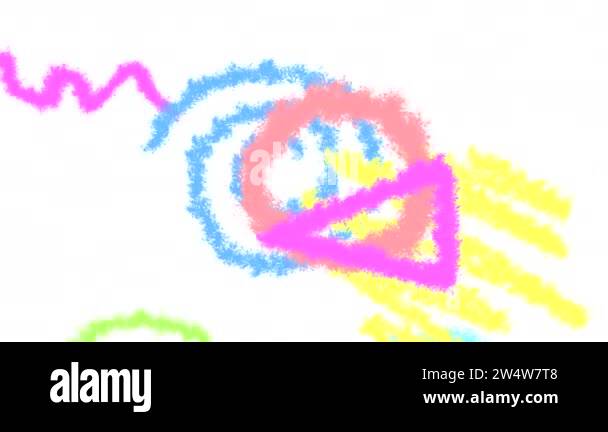 Abstract looped cartoon from multicolored drawings with lines, spirals ...