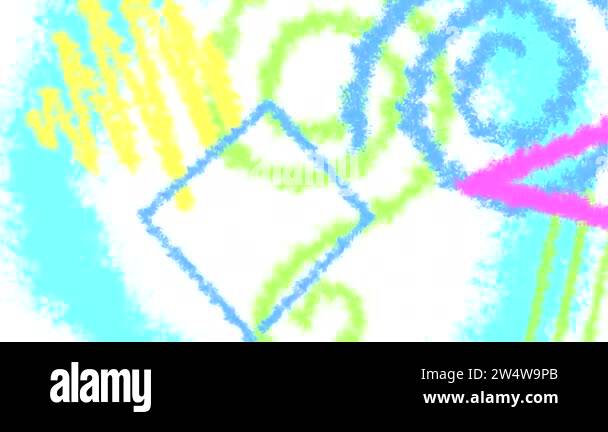 Abstract looped cartoon from multicolored drawings with lines, spirals ...