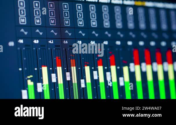 Musical equalizer. Audio editing in the recording studio. Creation of ... Musical equalizer. Audio editing in the recording studio. Creation of ...