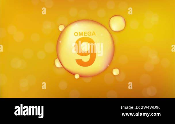 Omega 9 gold icon. Vitamin drop pill capsule. Shining golden essence ...