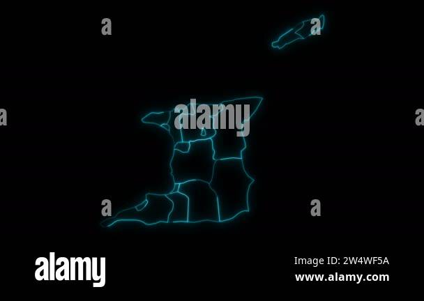 Animated Outline Map of Trinidad and Tobago with Regions Stock Video ...