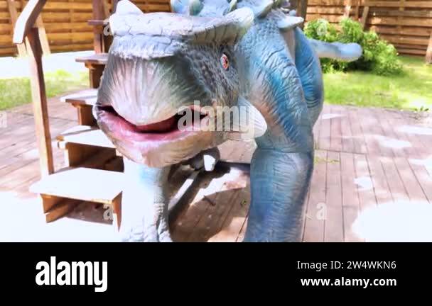 A close-up of an Ankylosaurus that is made of rubber and metal ...