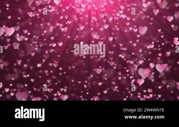 Pink Heart Flying and Particle Flow Light Romantic Looped Motion ...