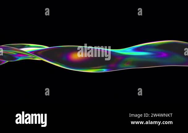 Vibrant liquid wavy surface animation loop. 3D abstract iridescent ...