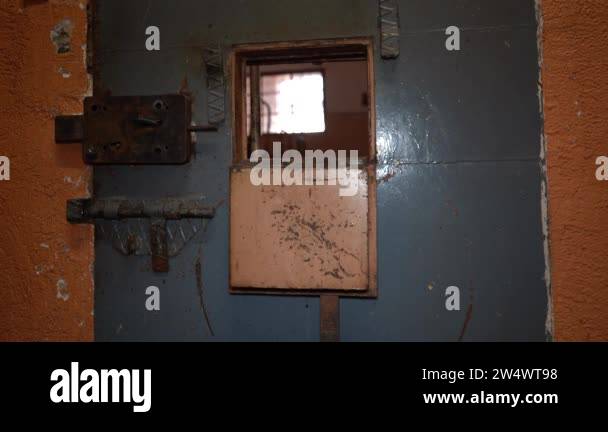Prison Metal Door Protect Prisoner From Inside to Escape. Food Channel ...