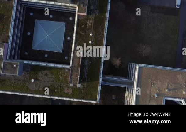 Aerial detail view of the famous Eiermann Campus in Stuttgart that was ...