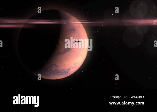 Spaceship Leaving Planet Mars OrbitRealistic cinematic vision, red ...