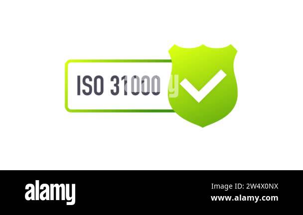 ISO 31000 Certified badge, icon. Certification stamp. Flat design ...