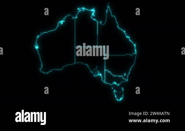 Animated Outline Map of Australia with States and Territories Stock ...
