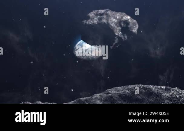 Giant Asteroid and Meteors Heading to Planet Earth3d rendering ...