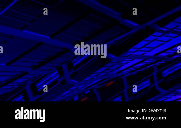 Abstract futuristic machine of a dark blue color in slow motion. Motion ...