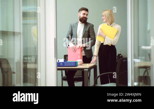 Secretary and boss. Sexy female office worker flirting with employee in ...