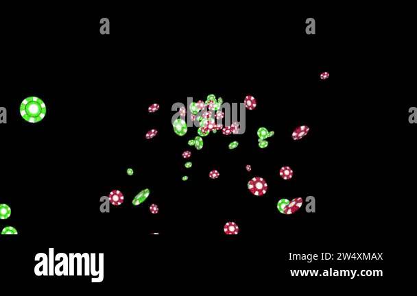 Casino chips rotating Falling to screen Black Loop background. 4K 3D ...