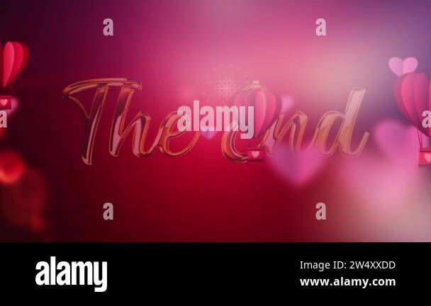 The End cinematic trailer title. The end golden text with beautiful ...