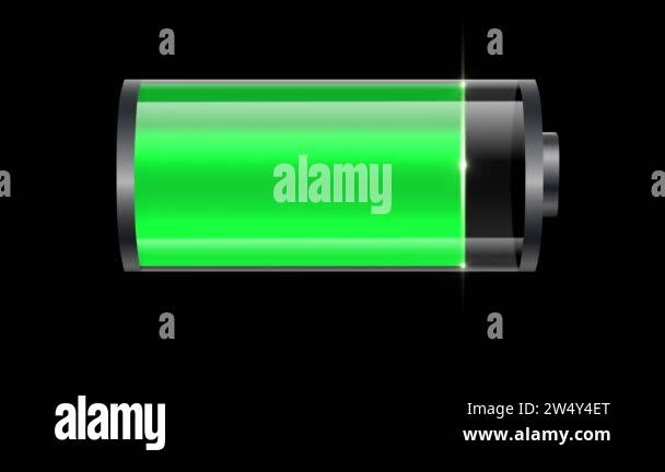 Battery discharge. 4K 3D Battery discharge animation changing color ...