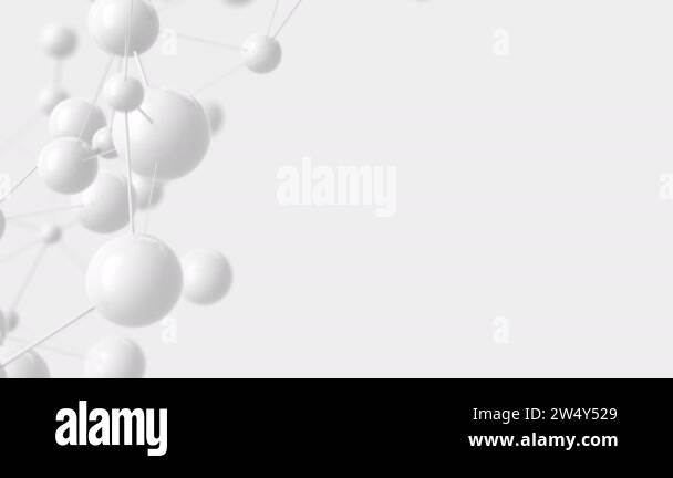 Science Background, Spheres with Changing Connections Fly Up on a White ...