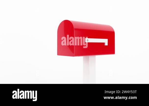 Mailbox animation. 4k 3D animation of a traditional red mailbox with a ...
