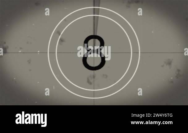 Old movie countdown animation. Black and white generic countdown film ...