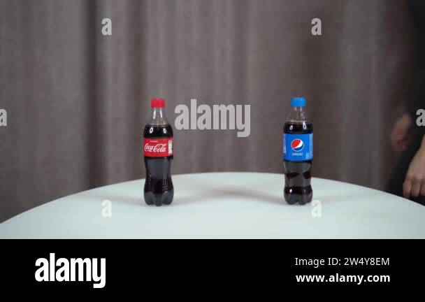 Yalta, Russia, 29-November-2020-Pepsi vs Coca Cola. Half liter bottles ...