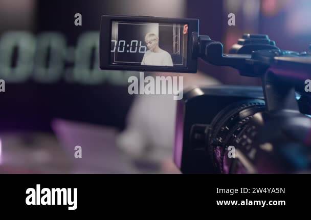 Live News Studio with Professional Anchor Reporting on the Events of ...