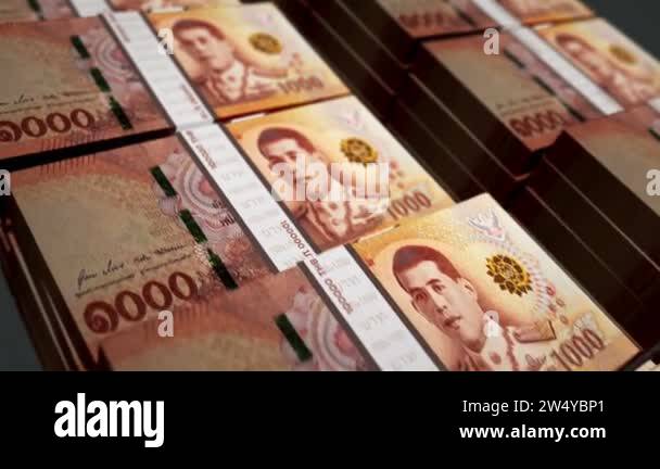 Thai Baht money pack loop 3d animation. Loopable seamless concept of ...