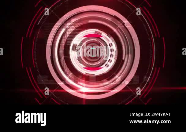 Digital Animation Of Red Circular Scope Scanner And Digital Processing