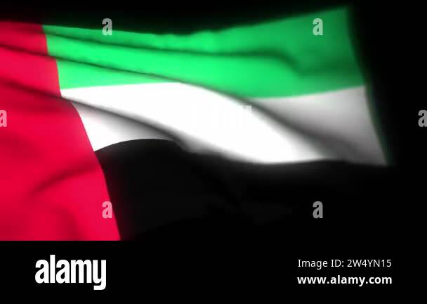 Flag of United Arab Emirates, Realistic 3D animation of waving flag ...