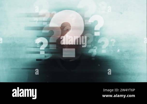 Choice, confusion and mental health concept. A mans head covered in ...