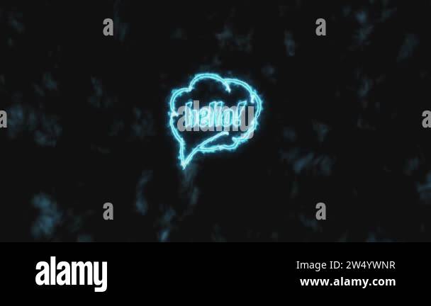 Stop motion. The blue hello icon gradually increases and changes color ...