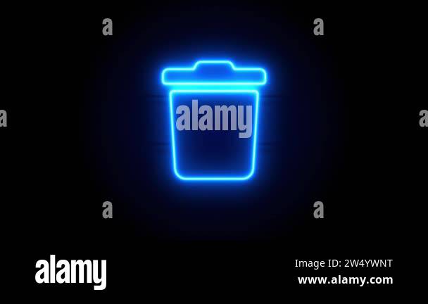 rubbish bin neon sign appear in center and disappear after some time ...