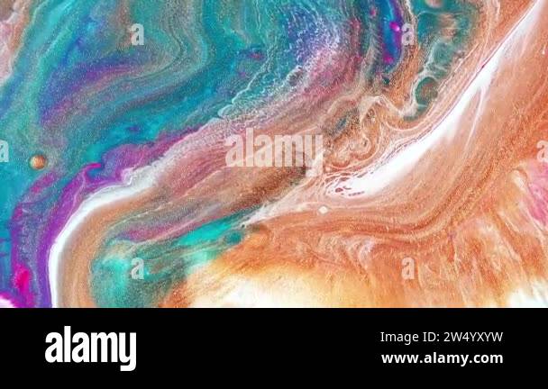 Fluid art painting video, modern acrylic texture with flowing effect ...