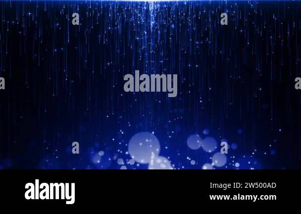 Blue light waterfall and particles in black background - animation ...