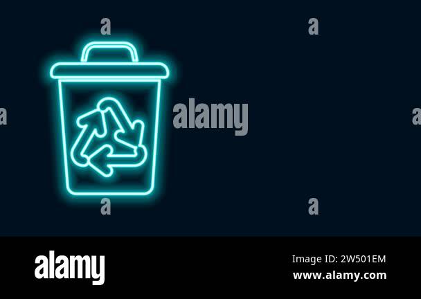 Glowing neon line Recycle bin with recycle symbol icon isolated on ...