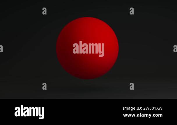 3D animation of a red sphere from which white particles and balls fly ...