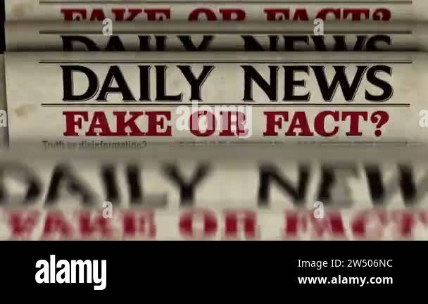 Fake on fact news, disinformation and information. Newspaper printing ...