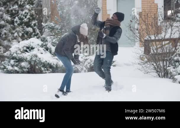 Wide shot of cheerful African American laughing father and daughter ...