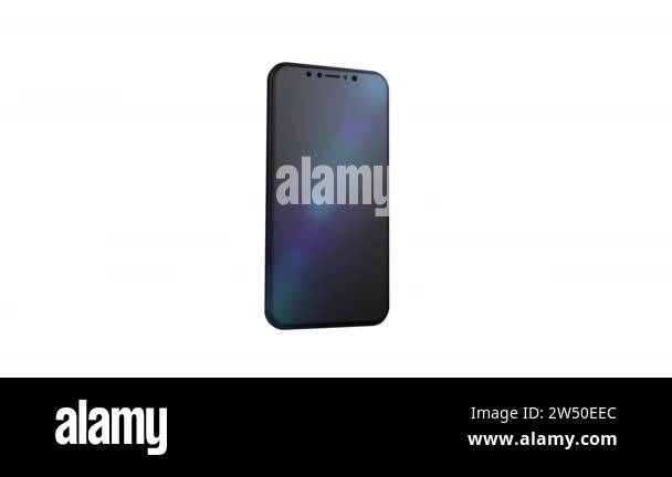 3d Mobile phone rotating animation from left to right side, flare reflection effect and empty ...