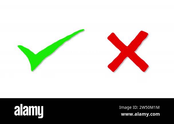 True or false, yes or no symbols checkmark animation movement, with on ...