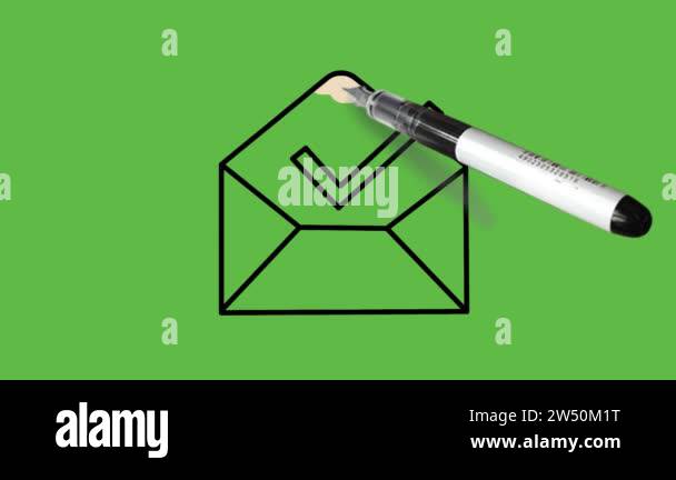 Drawing read mail symbol in black, light brown and light grey colour ...