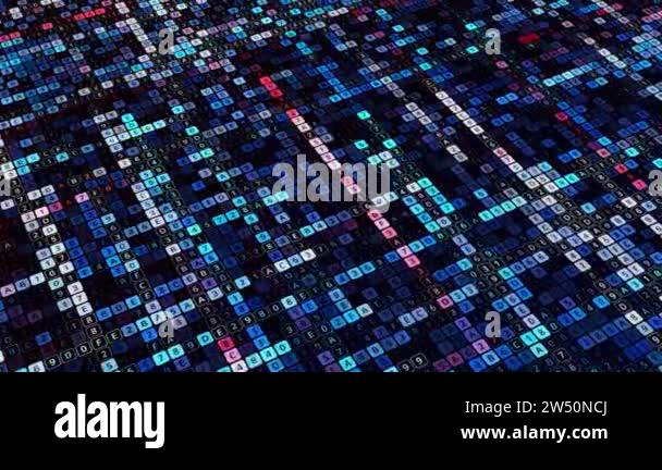 Field with changing numbers. Animation. Computer field with generated numbers and pulsating ...