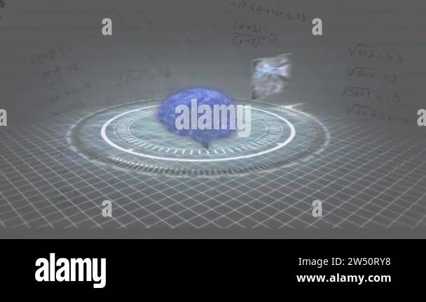 Animation of human brain spinning and medical data processing on ...