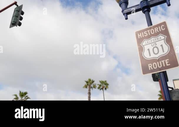 Pacific Coast Highway, historic route 101 road sign, tourist ...