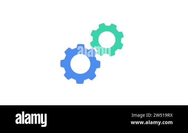 Two gear rotating animation with 2d concept and white background Stock ...