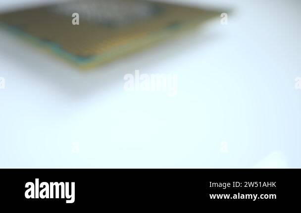 Extreme close-up, detailed. computer processor on an isolated white ...