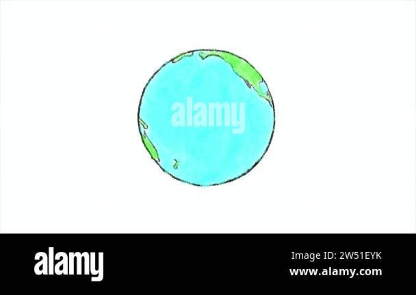 Planet Earth Spinning Seamless Loop Animation. Endless 2D Drawing ...