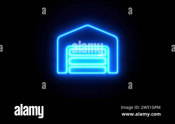 garage neon sign appear in center and disappear after some time ...