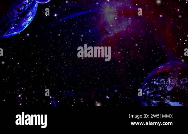 Seamless loop galaxy exploration through outer space towards glowing ...